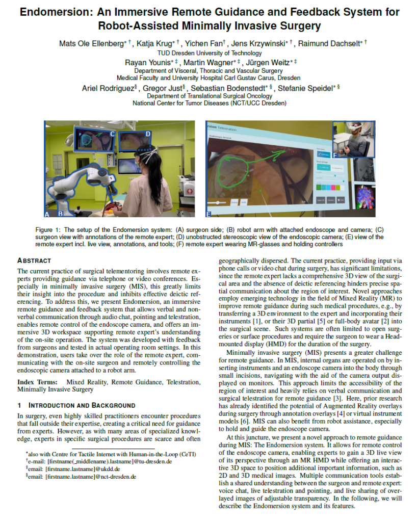 Endomersion – An Immersive Remote Guidance and Feedback System for ...